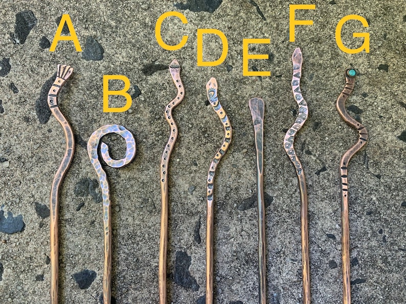 Solid Copper Hair Stick / Pick / Pin Snake / Swirl / | Etsy