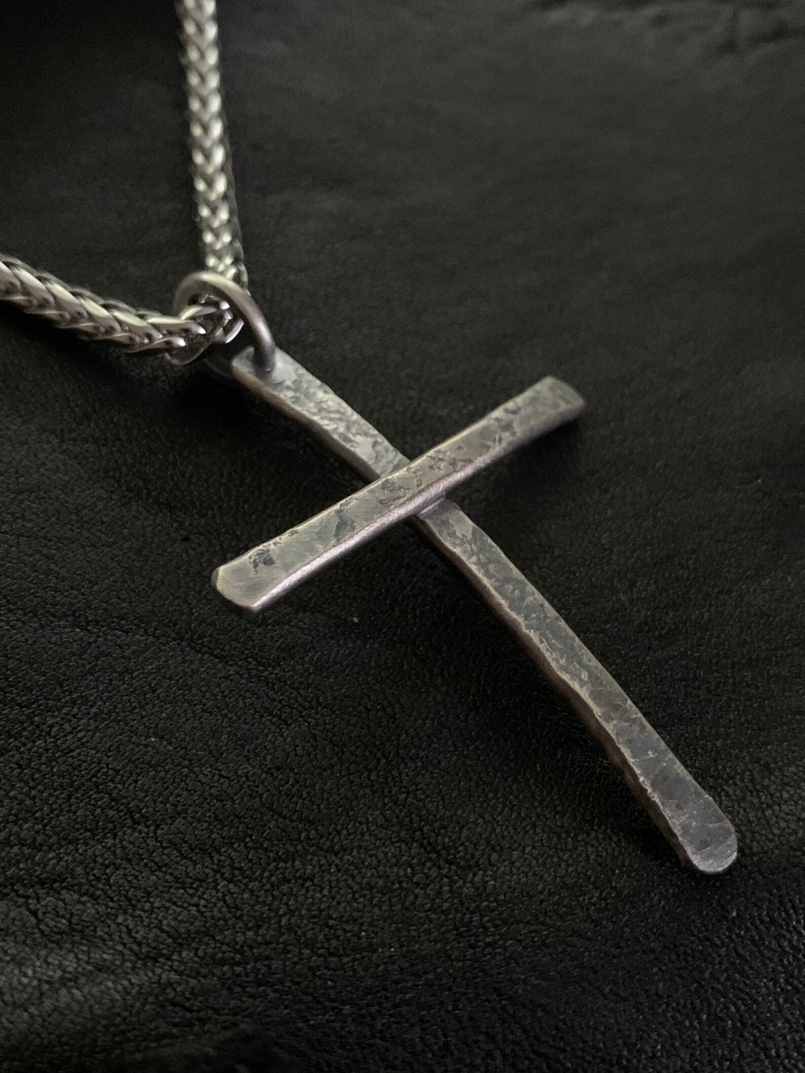 Unique Rustic Cross Necklace Large 925 Sterling Silver | Etsy