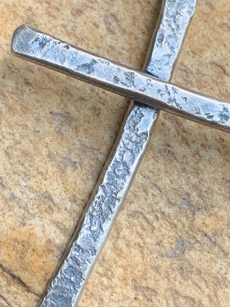 Unique Rustic Cross Necklace Large 925 Sterling Silver | Etsy