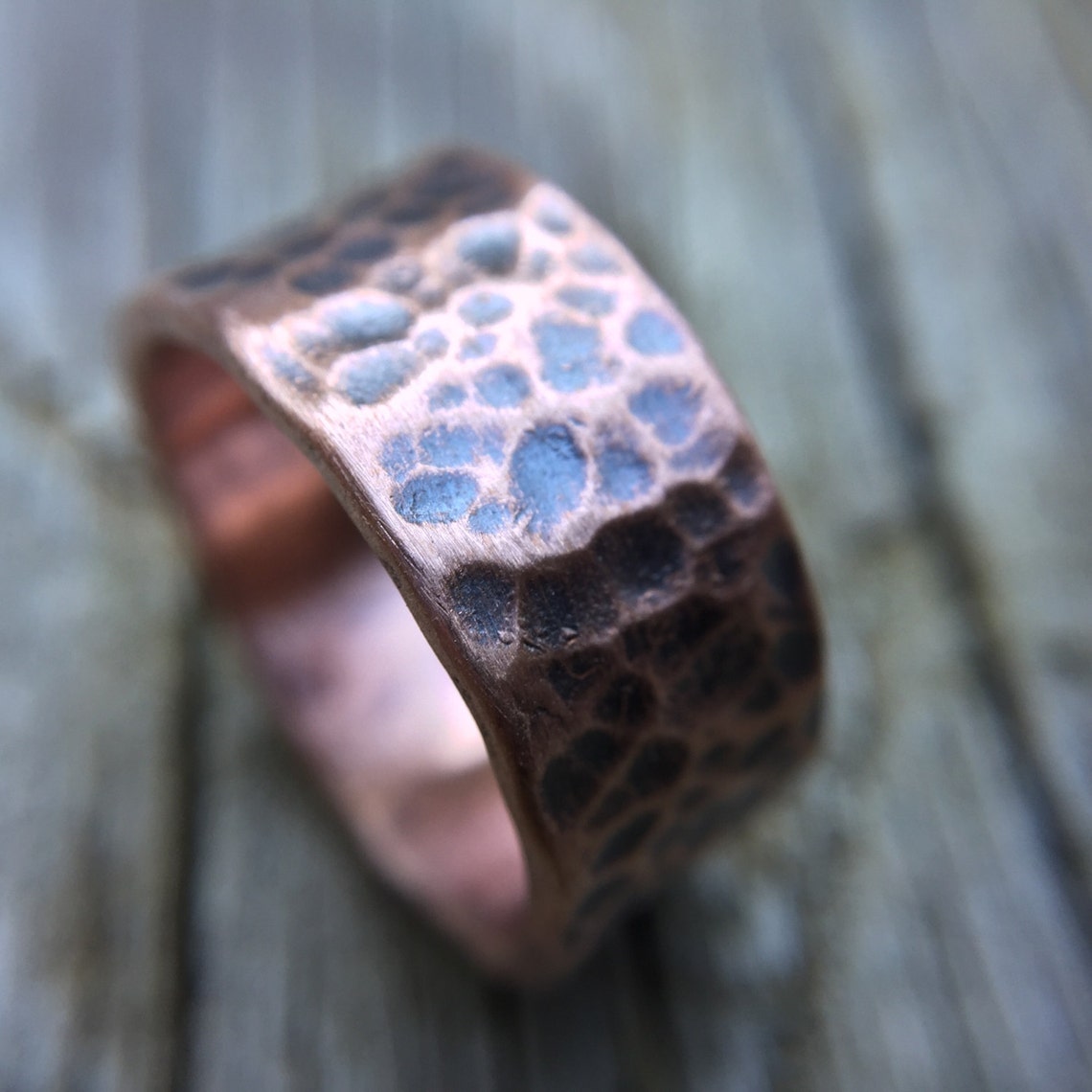 Hammered Copper Band Rustic Hand Forged BOHO Wedding Ring - Etsy