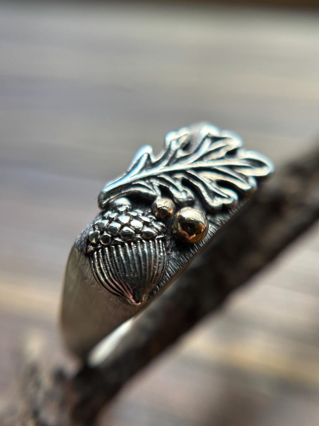 Unique Mixed Metals 925 Sterling & 14k Gold Acorn and Oak Leaf Ring ...