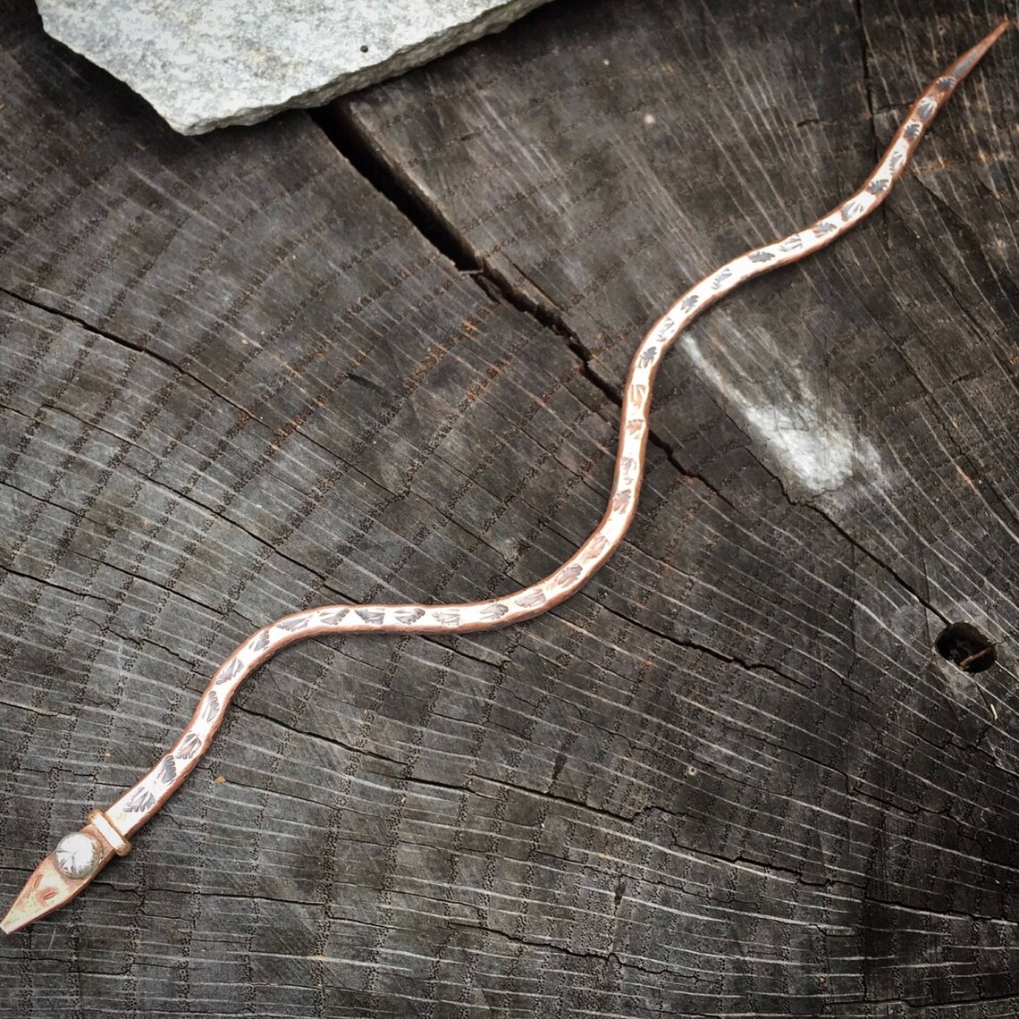 Copper Hair Stick Snake / Serpent Bun Holder or Hair Pin | Etsy