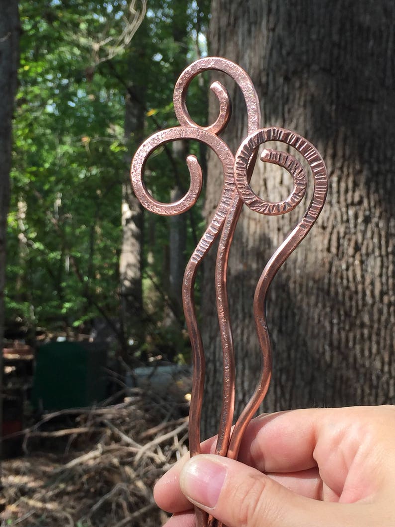 Eco-friendly Hair Stick - Recycled Copper - Rustic Textured Metal Bun ...