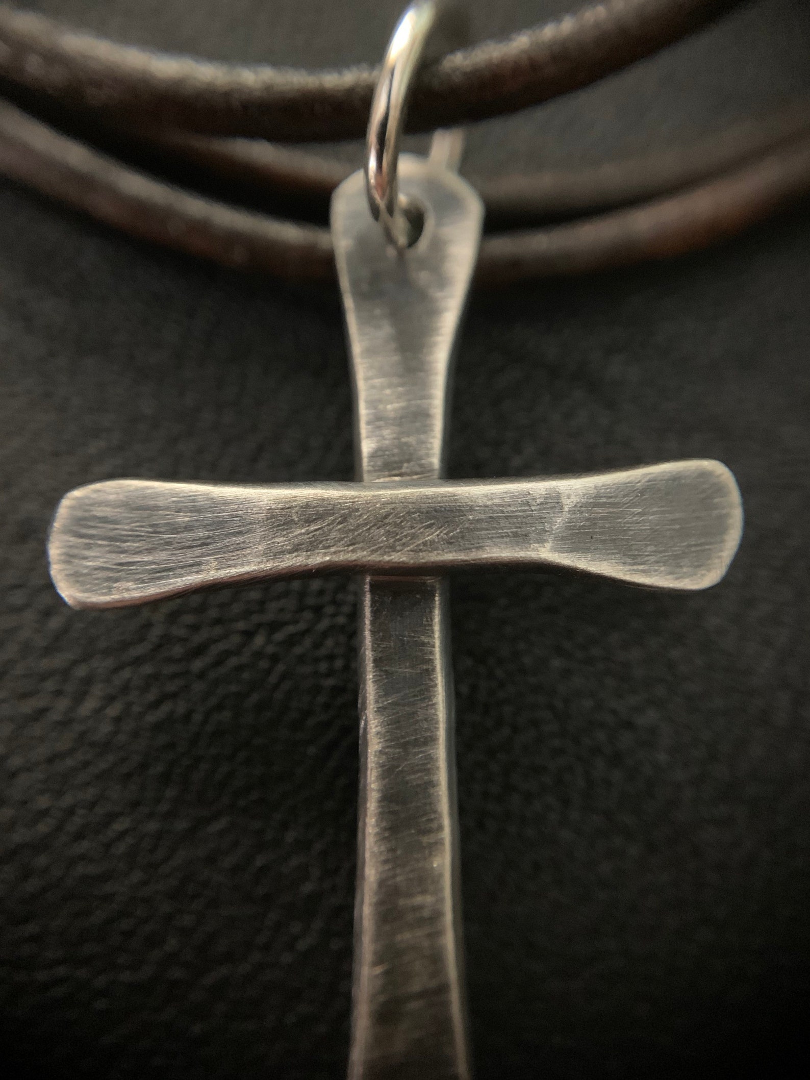 Small Sterling Silver Christian Cross - Rustic Oxidized Pendant for Men ...