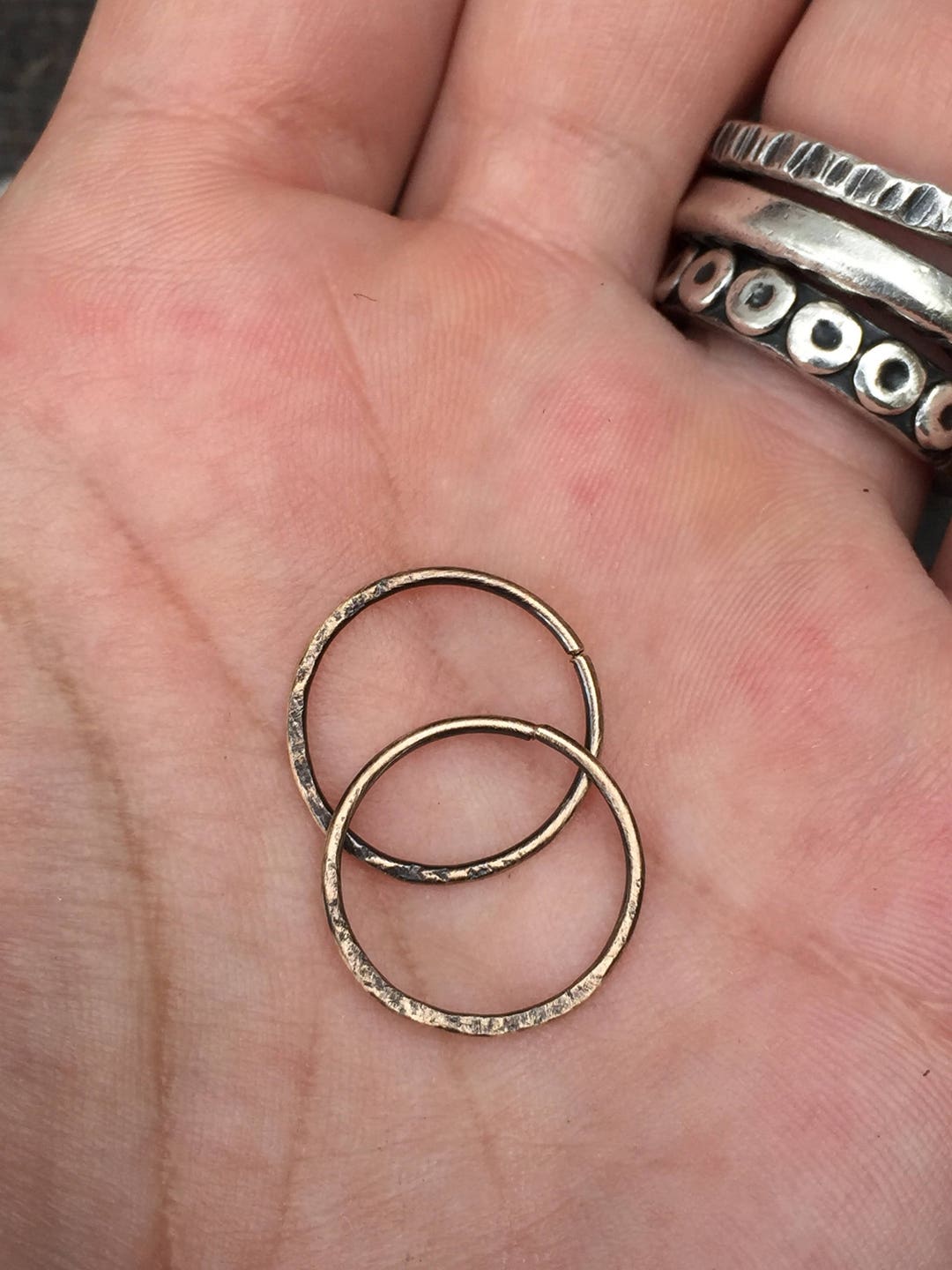 Simple Minimalist 18g or 20g Rustic Gold Continuous Hoop Earring ...