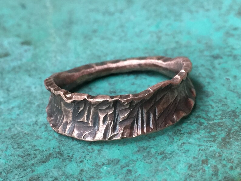 Unique Rustic Copper Ring Tapered 2mm 7mm Wedding Band - Etsy