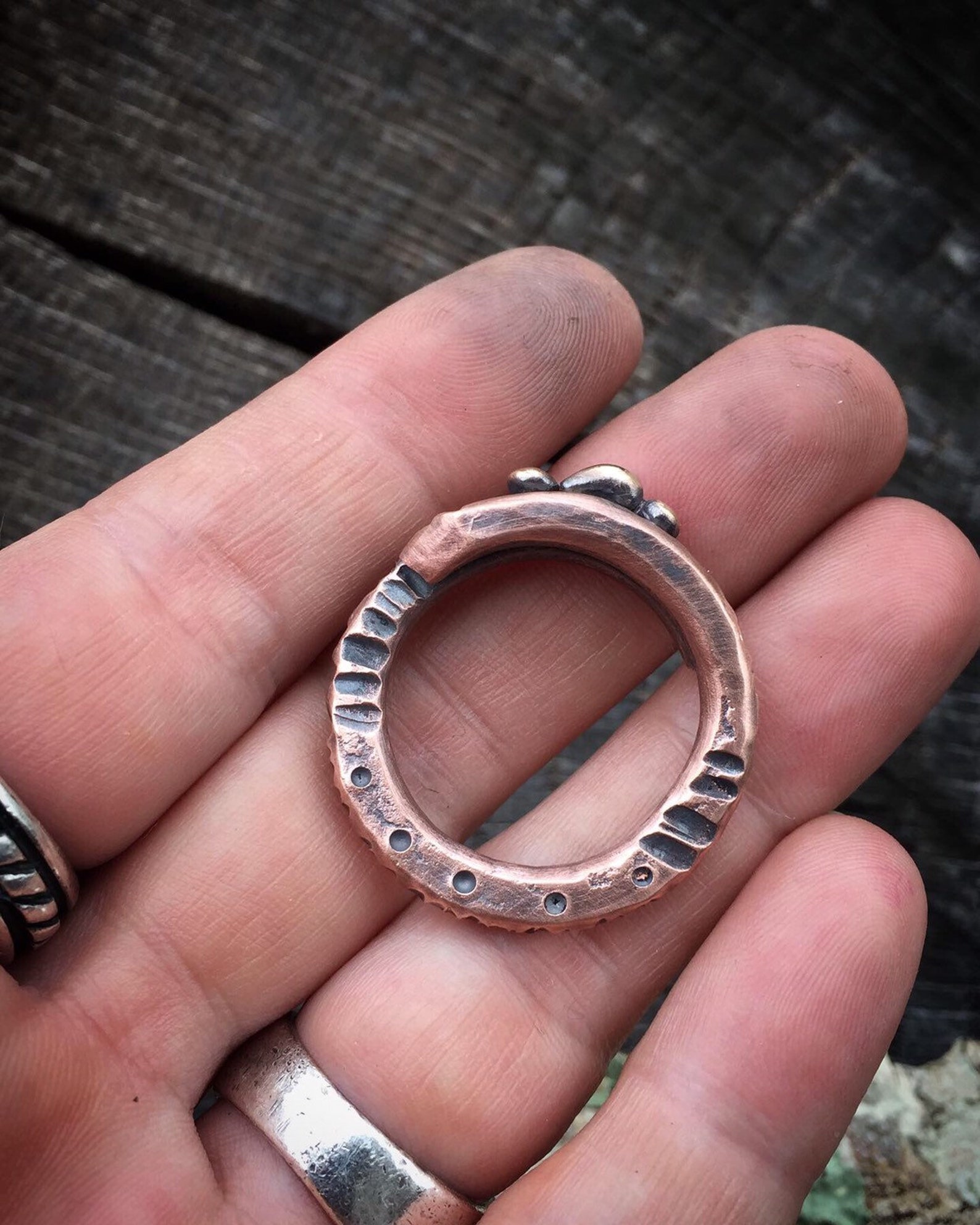 Rustic Copper Ring for Men W/ Gold Bronze Size 11.5 Unique | Etsy