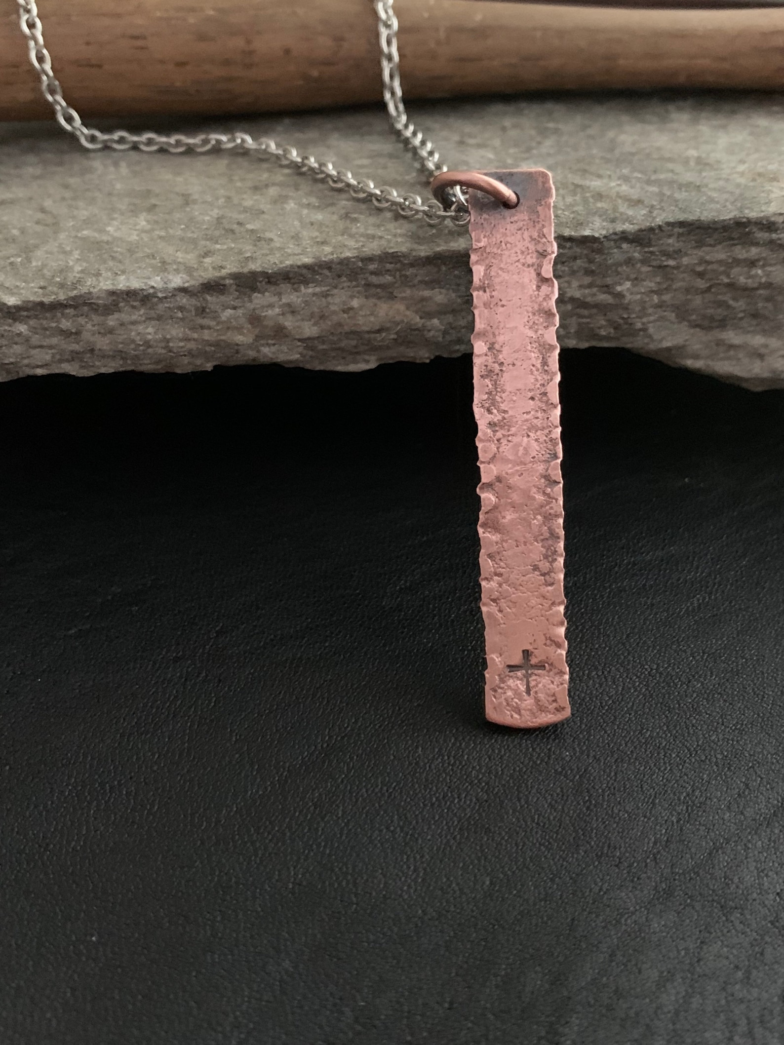 Custom Message Necklace Rustic Copper Pendant Personalized / | Etsy