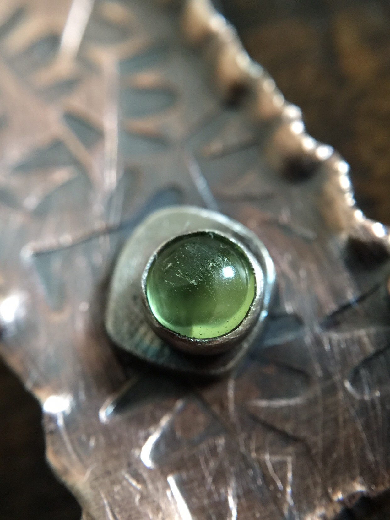 Rustic Celtic Bronze w/ Green Peridot Pendant Brown Leather | Etsy