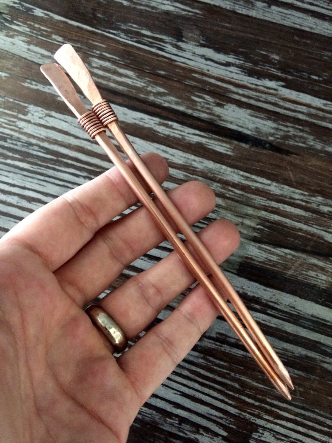 Hand Forged Metal Hair Sticks Set of 2 Raw Copper Picks / - Etsy