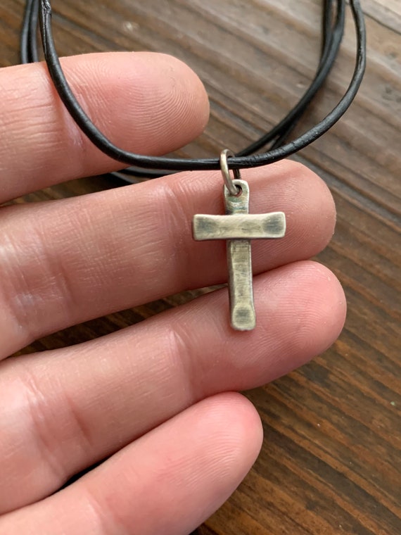 Small Sterling Silver Christian Cross Rustic Oxidized | Etsy