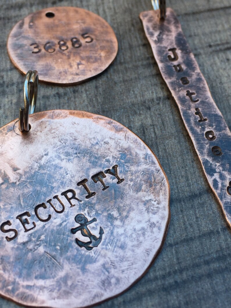 Custom Dog Tag Rustic Copper Hand Stamped & Forged Nametag - Etsy