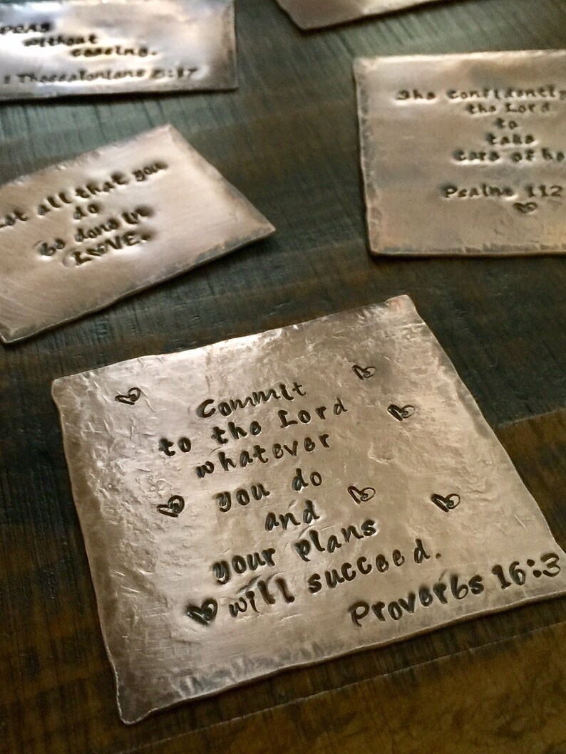 Stamped Bible Quote Scripture Verse Custom Engraved Copper - Etsy