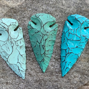 Unique Turquoise Arrowhead Pendant - Tribal Adjustable Leather & Stone ...
