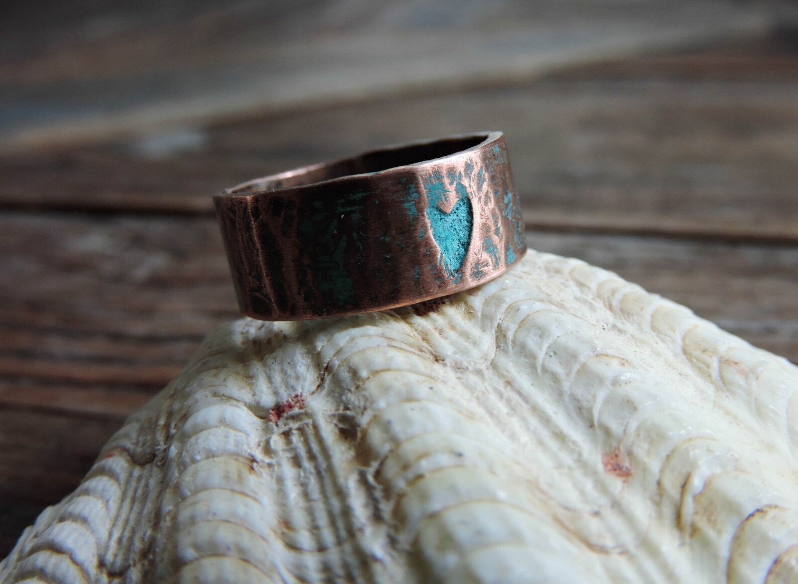 Rustic Patina Heart Ring - Custom Personalized Boho Wedding Band or 7th ...