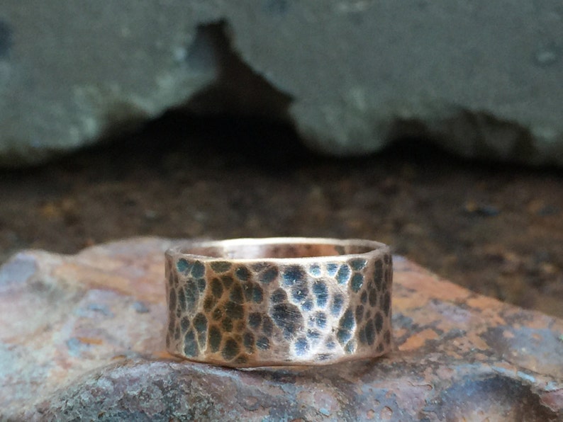 Hammered Copper Band Rustic Hand Forged BOHO Wedding Ring - Etsy