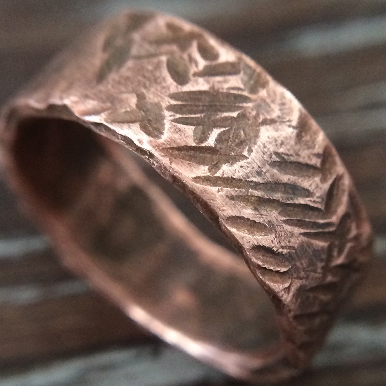 Textured Forged Copper Ring - Unique Men's Wedding Band - 9mm or 12mm ...