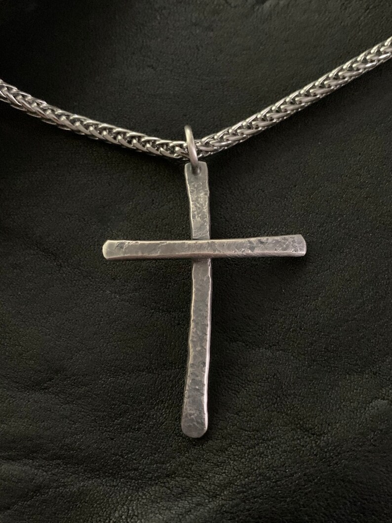 Unique Rustic Cross Necklace Large 925 Sterling Silver | Etsy