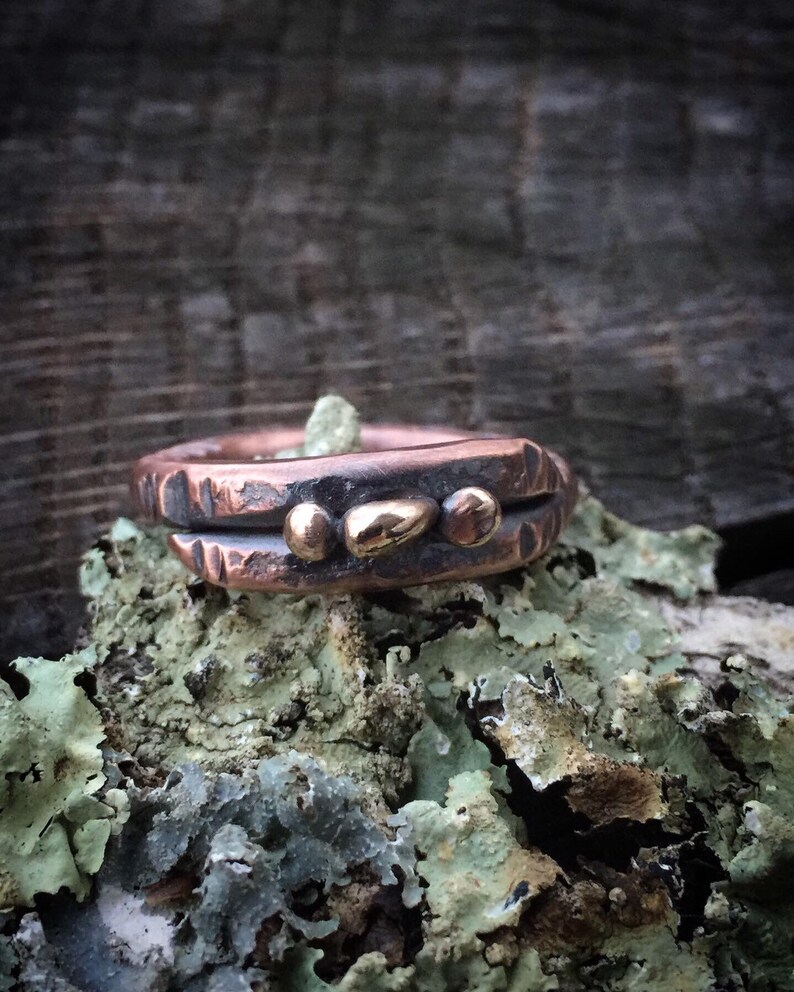 Rustic Copper Ring for Men W/ Gold Bronze - Size 11.5 - Unique 7th ...