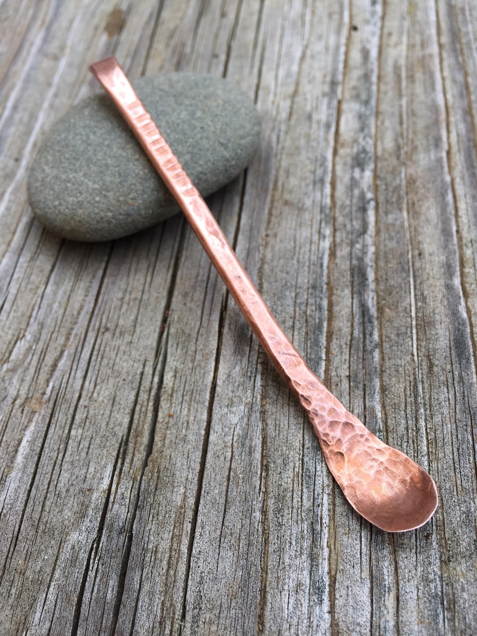 Hand Forged Copper Spoon for Salt, Spices, Sugar Rustic Artisan Barware ...