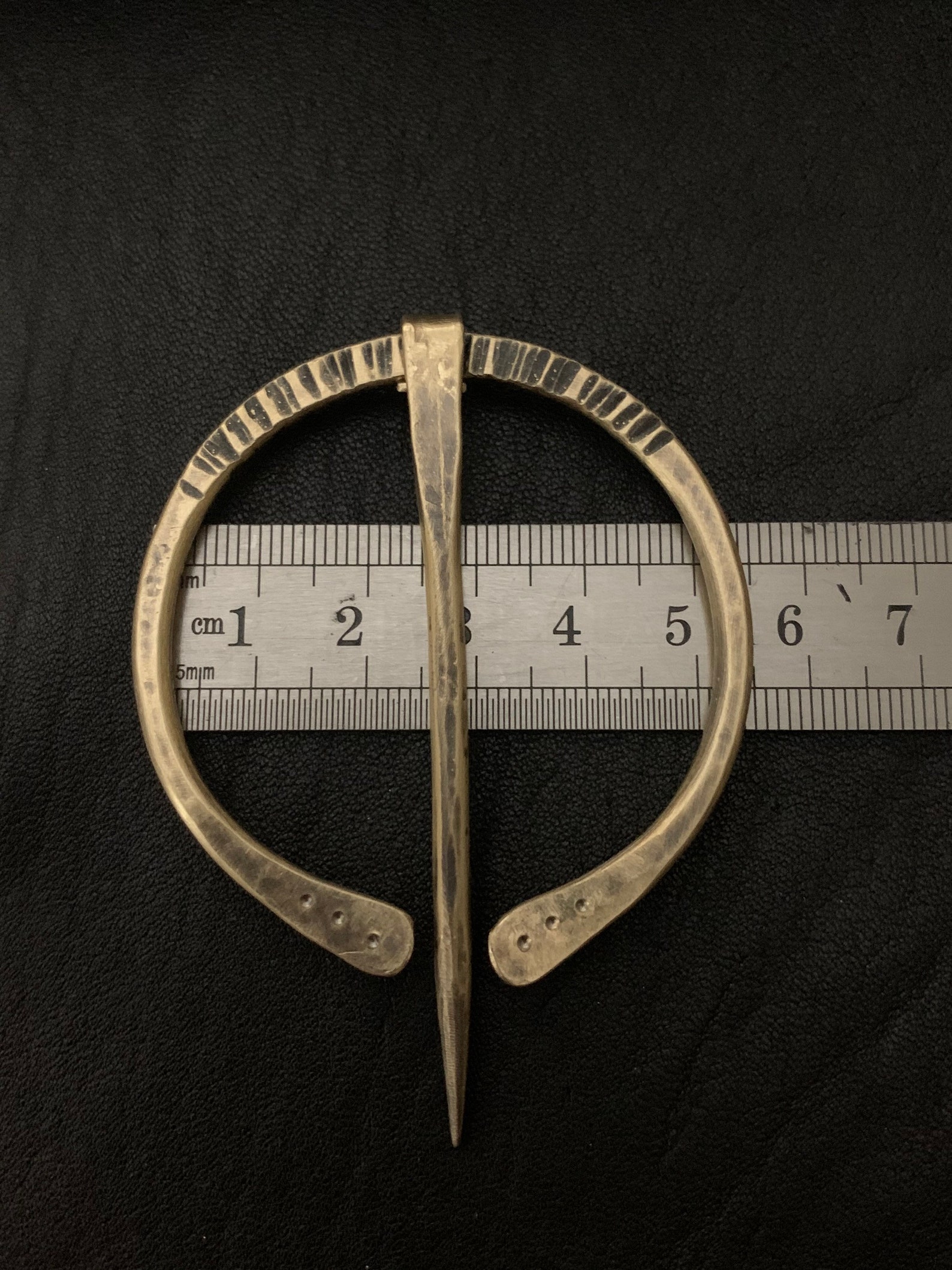 Penannular Brooch / Shawl or Cloak Pin - Hand Forged Rustic Gold Brass ...