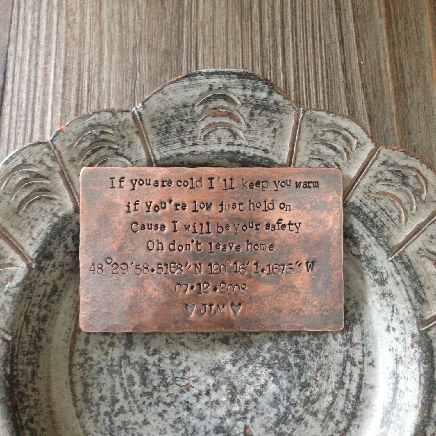 Copper Wallet Card Rustic Hand Stamped Personalized Quote or - Etsy