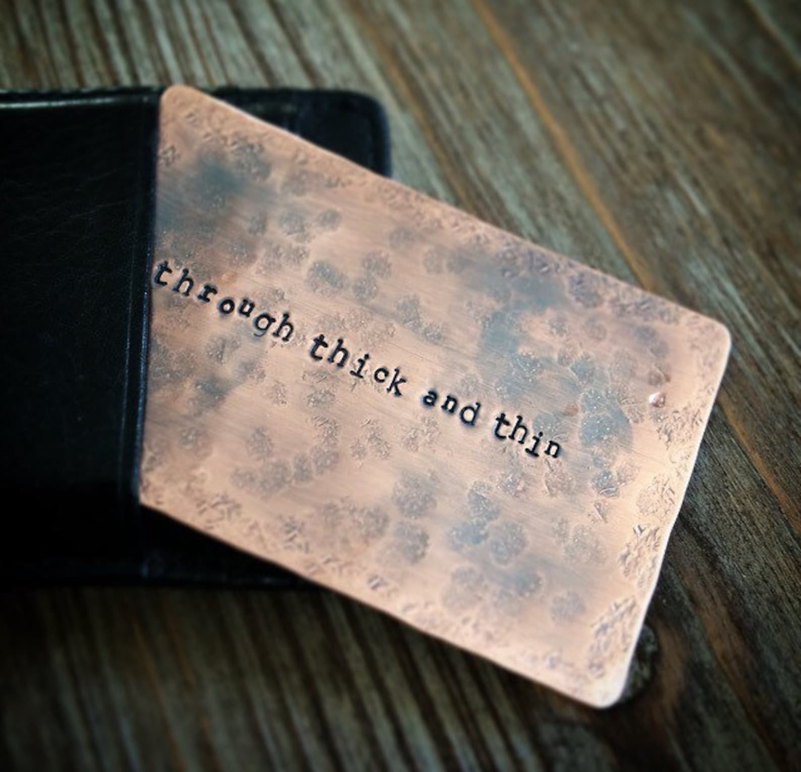 Copper Wallet Card Rustic Hand Stamped Personalized Quote or - Etsy