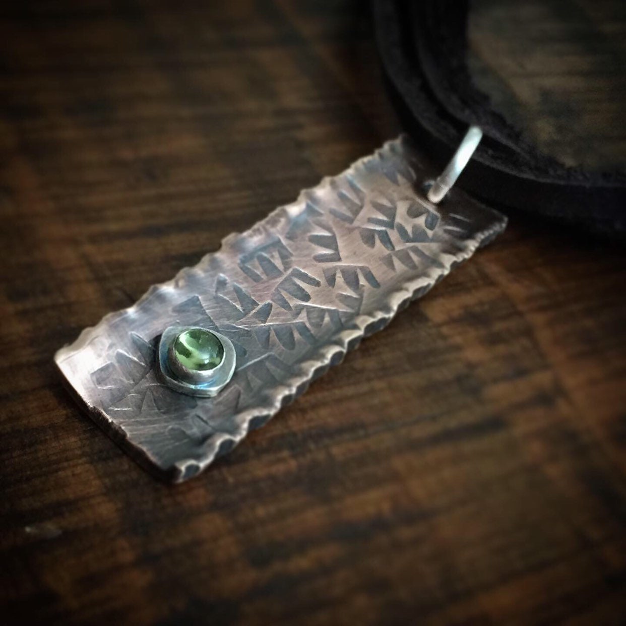 Rustic Celtic Bronze w/ Green Peridot Pendant Brown Leather | Etsy