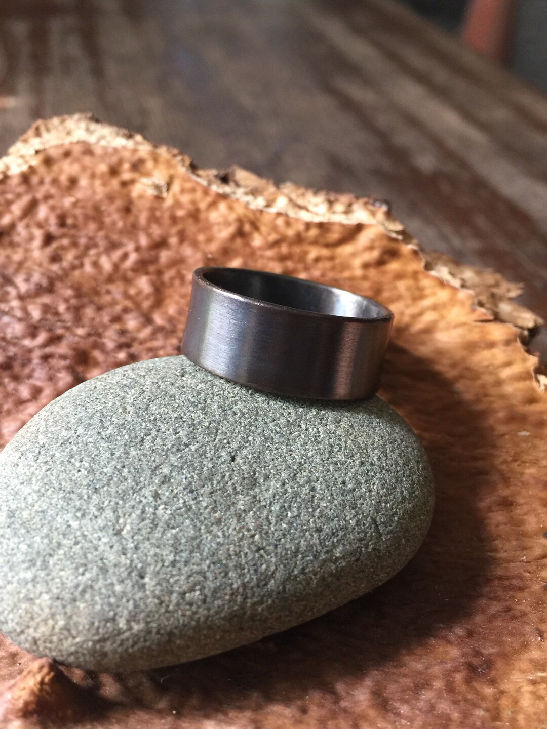 10mm Rustic Dark Gunmetal Brass Ring - Men's Size 12 Black Metal ...