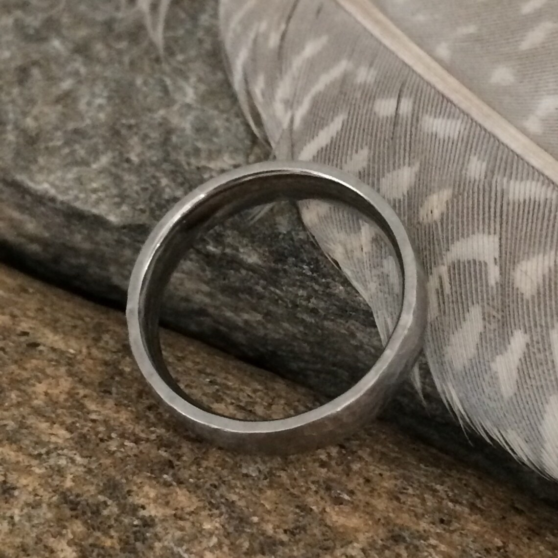 Peen Hammered Steel Ring Silver 5mm Surgical Stainless | Etsy