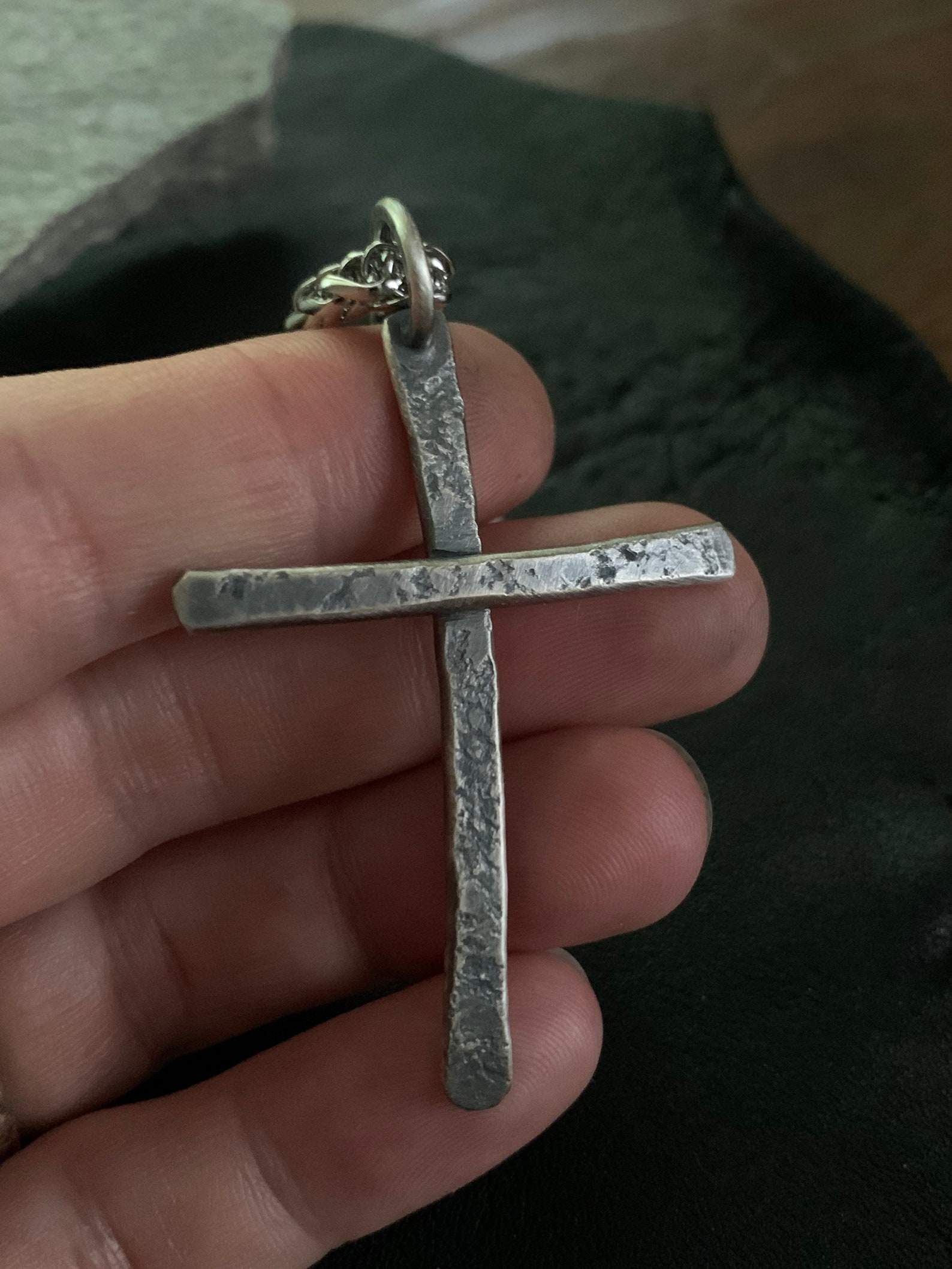 Unique Rustic Cross Necklace Large 925 Sterling Silver | Etsy