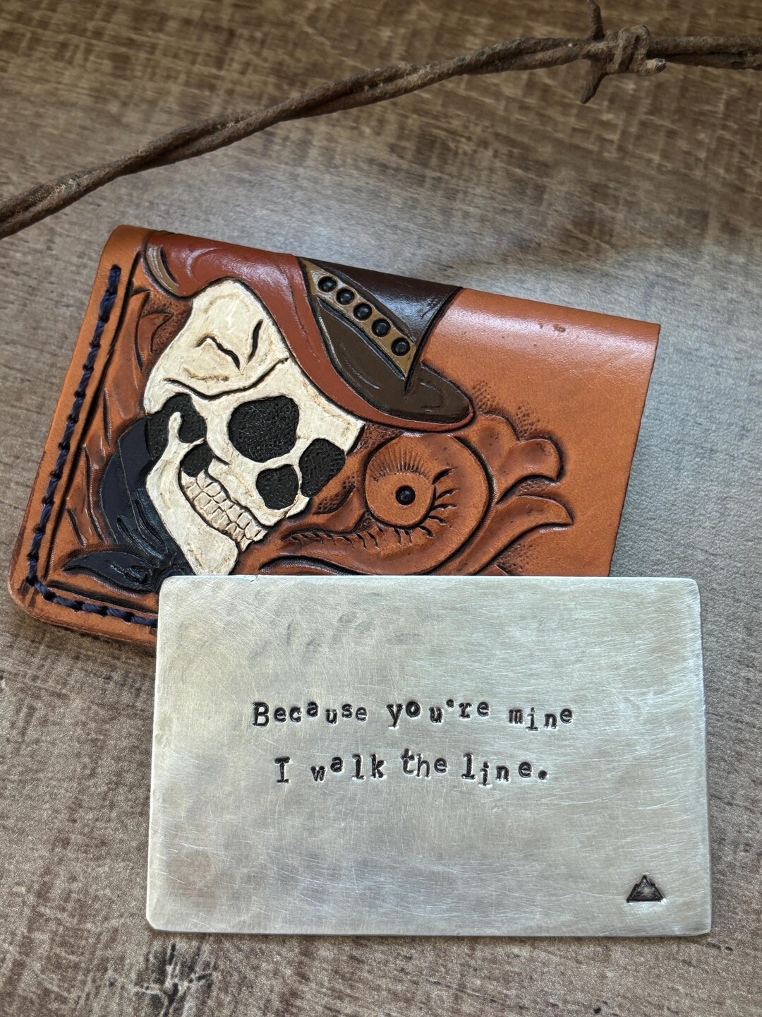 Aluminum Silver Wallet Card - Rustic Hand Stamped Personalized Quote or ...