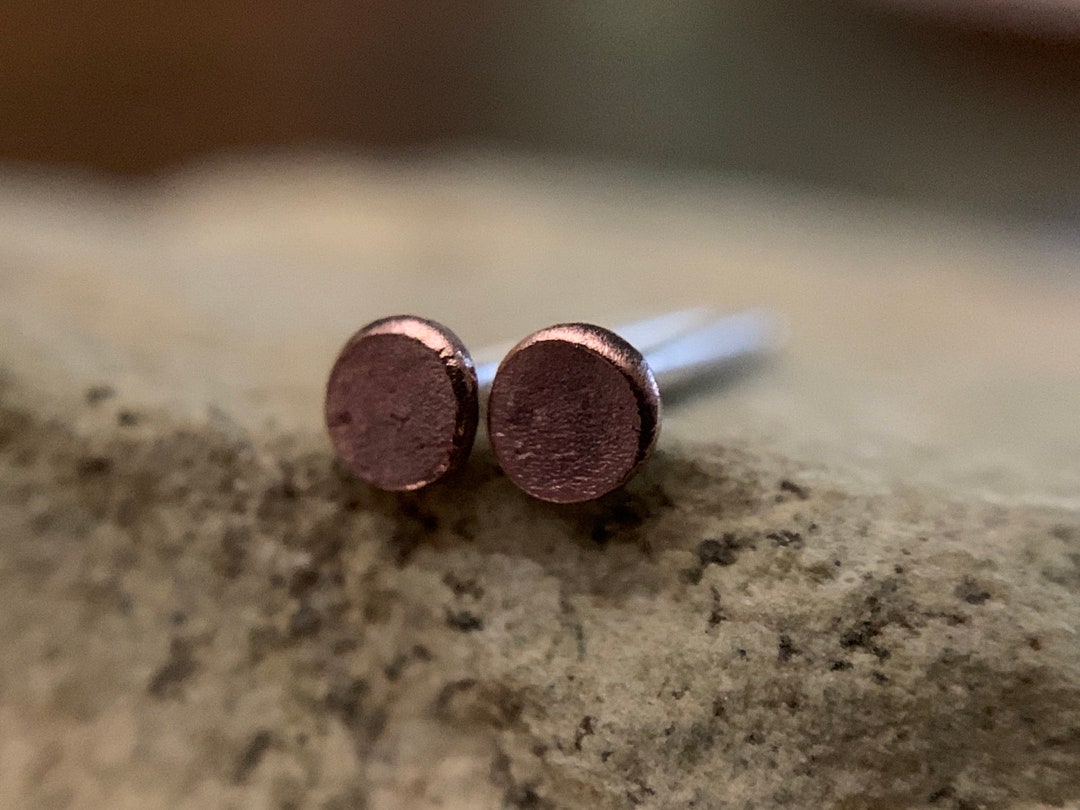 Tiny 2mm Copper Studs W/ Sterling Silver Post - Custom Sized Small Flat ...