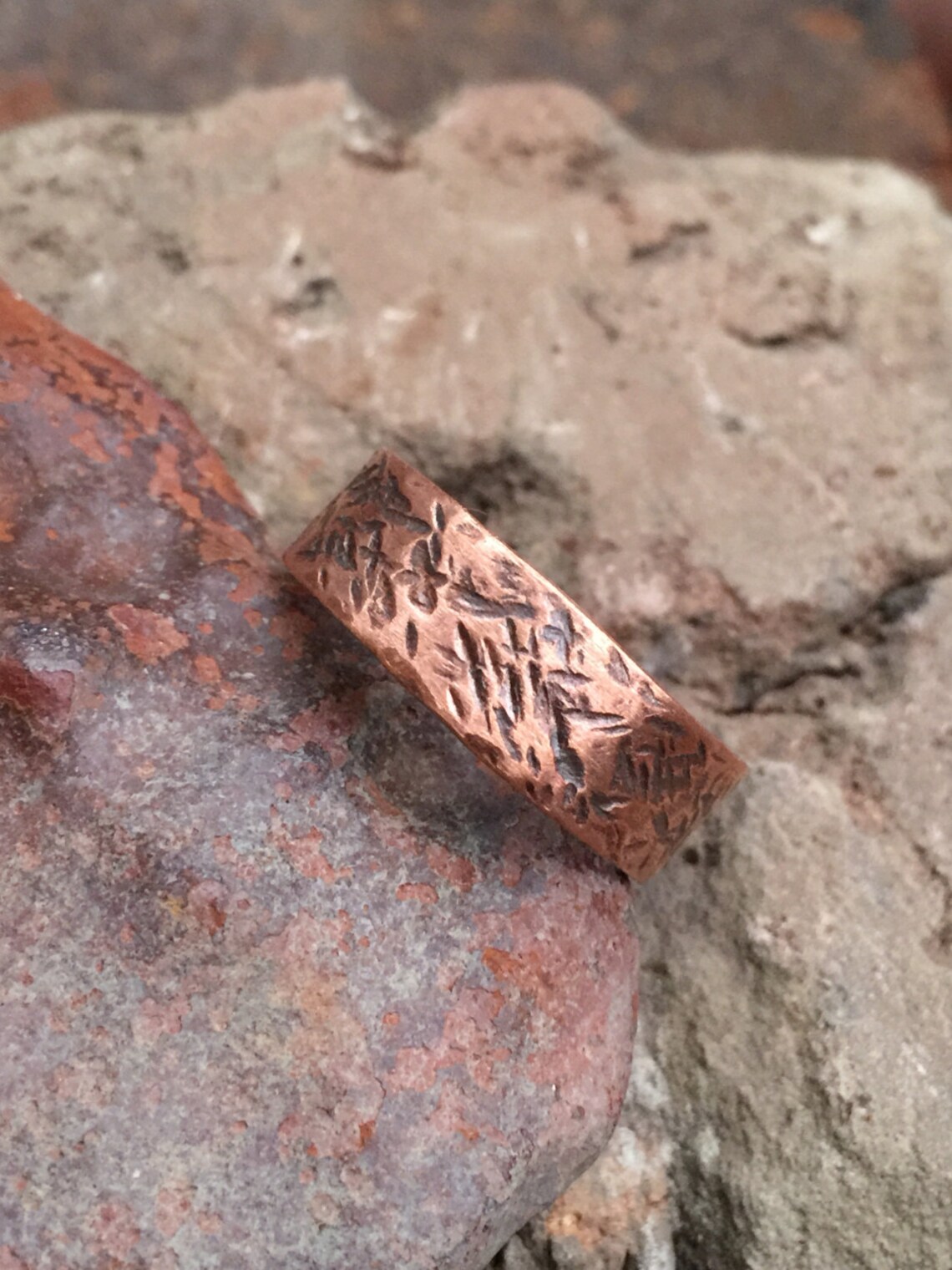 Distressed Copper Ring Men's or Women's - 9mm Rugged & Rustic 7th ...