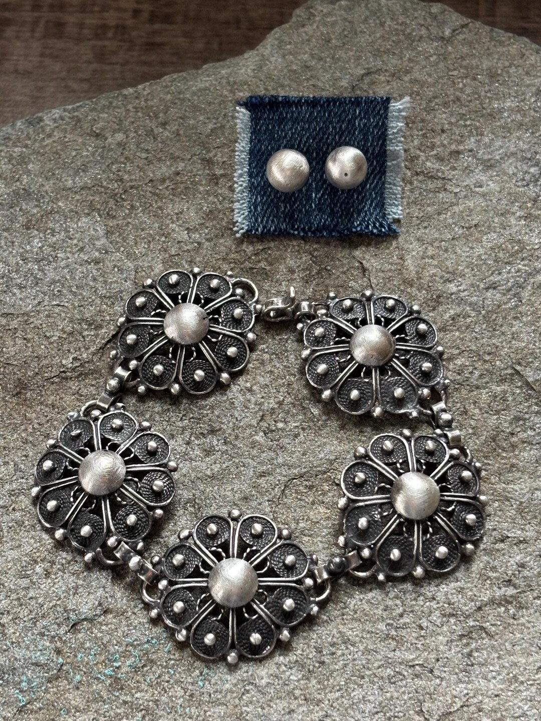Vintage 1940's Salamanca Spain Charros Button Floral Filigree Bracelet ...