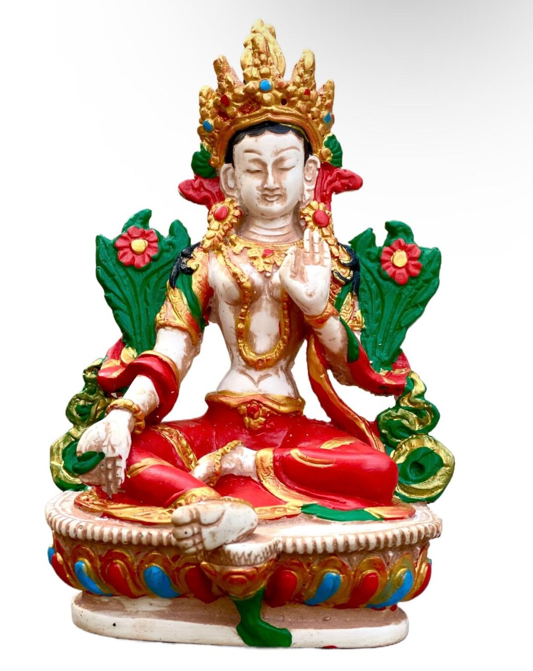 Ma Tara Statue Hand Painted in Nepal | Green Tara Buddha Statue ...