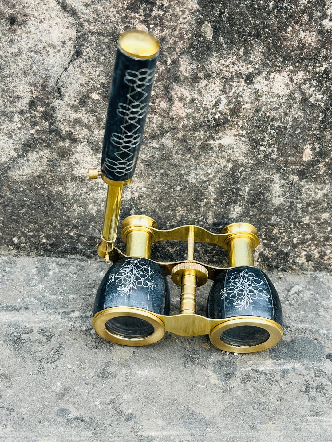 Vintage Ship Binocular Opera Glasses Mother of Pearl & Handle Brass ...