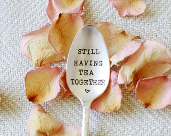 Enjoy your tea and think of me. Stamped Spoon. Tea Spoon: | Etsy