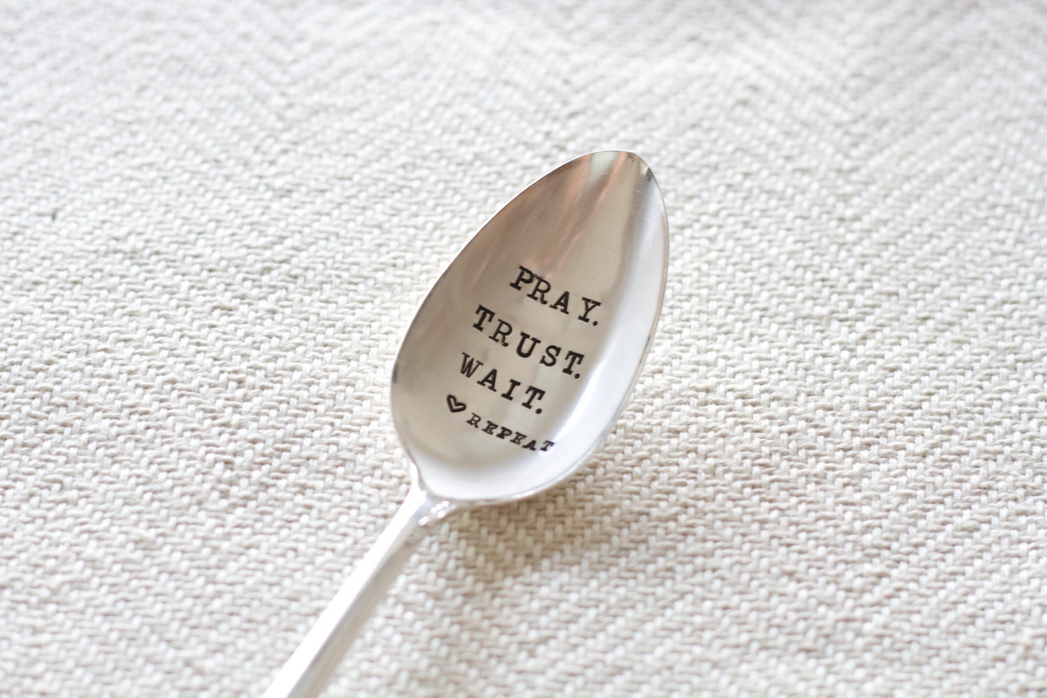 Pray. Trust. Wait. Repeat. Hand Stamped Spoon Reminder to | Etsy