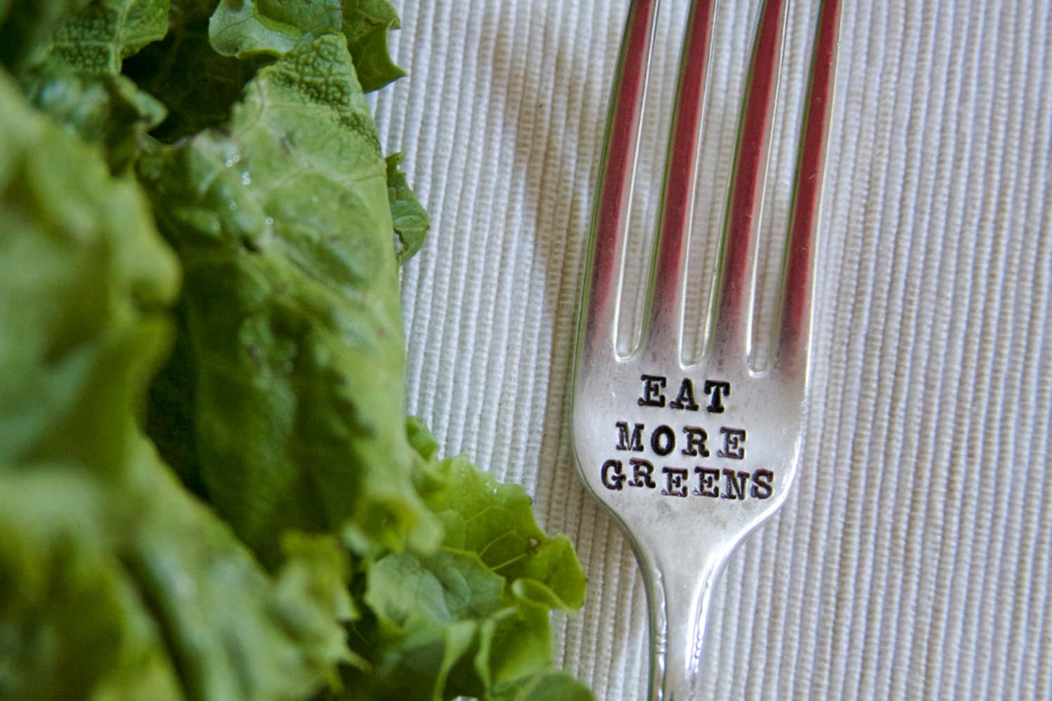 Eat More Greens Hand Stamped Fork for Your Health Every - Etsy
