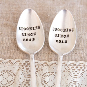 Spooning Since Anniversary Gift Stamped Spoon Set Gift - Etsy