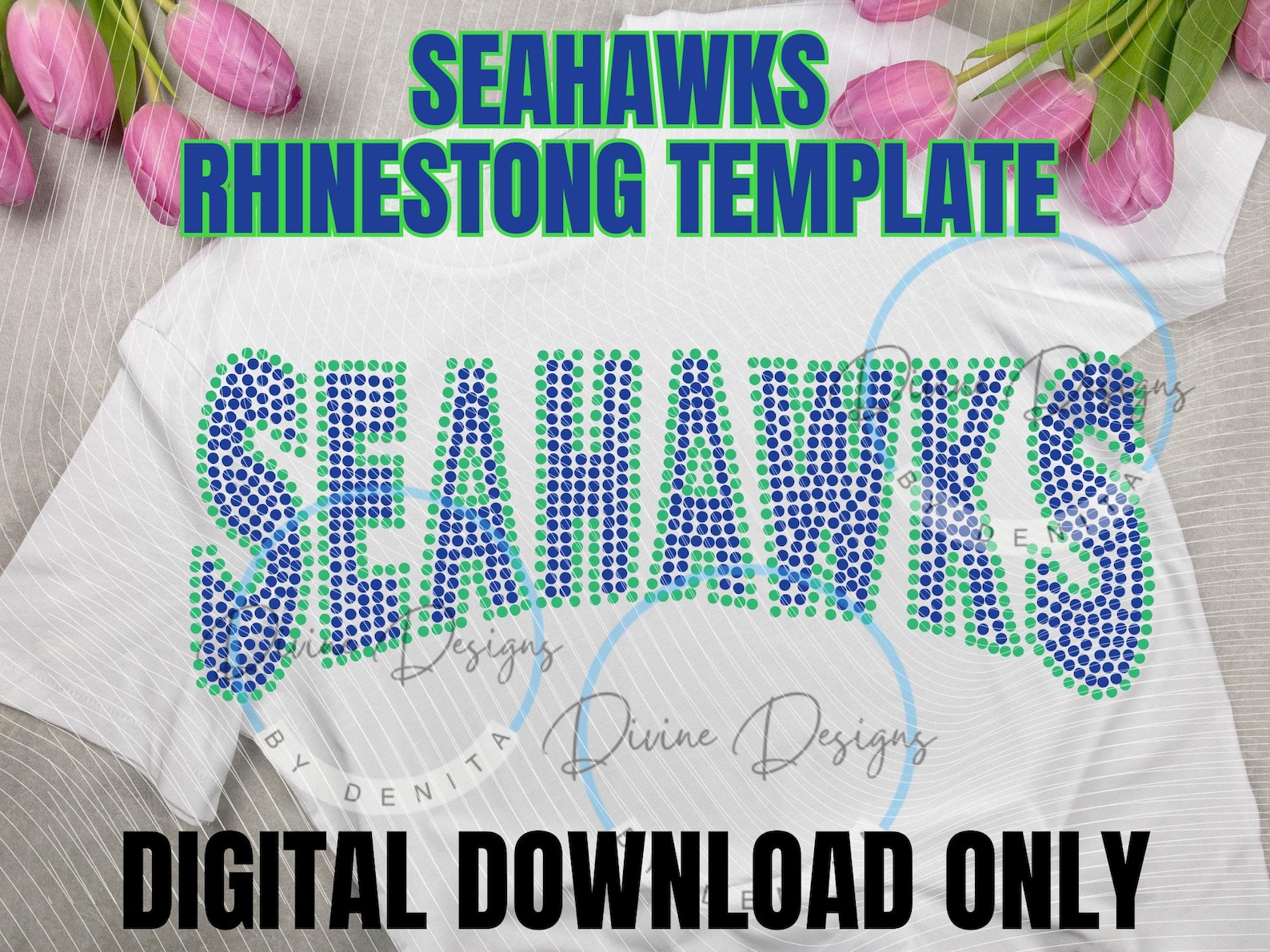 Seahawks Rhinestone SVG Template | SS10 Hotfix Shirt Design (digital ...