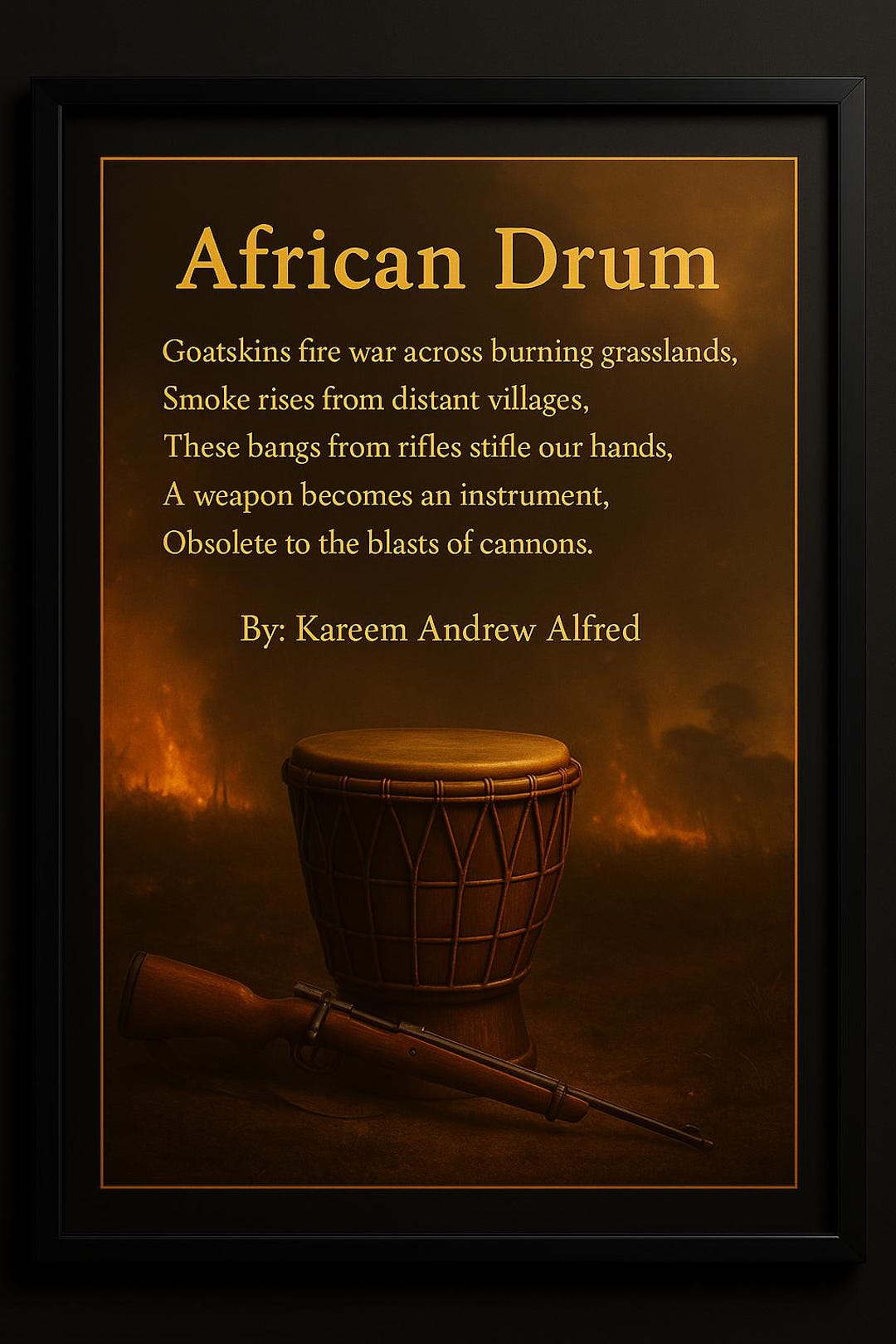 African Drum – Cultural Poetry Art Print | Rhythm, War & Memory Poem ...