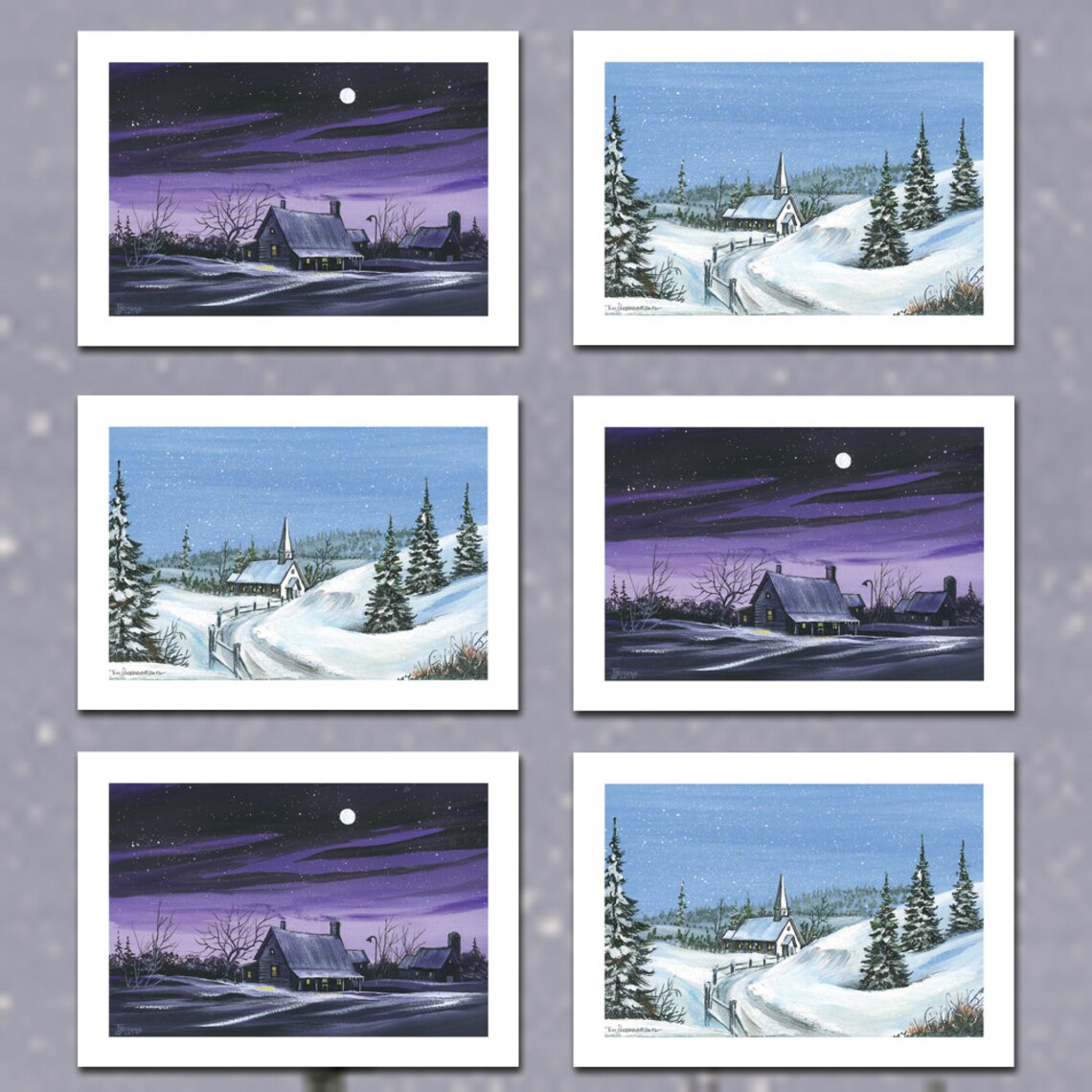 Set of 6 Winter Cards - Etsy