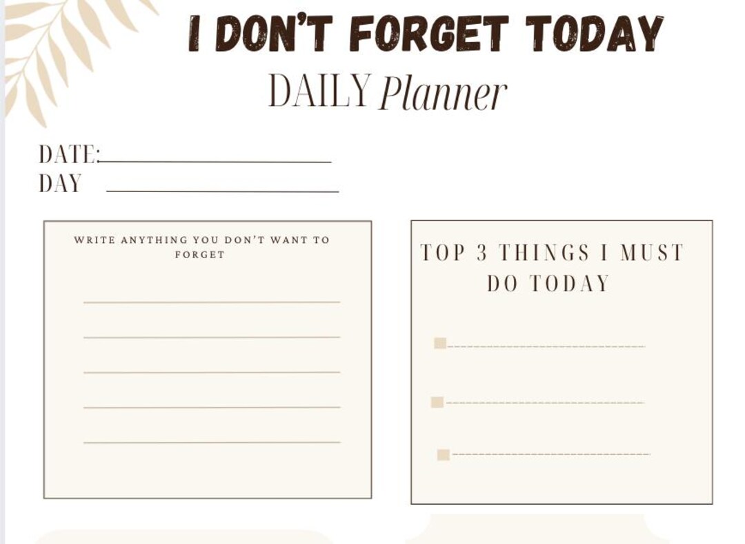 I Didn’t Forget Today – Printable Daily Journal for Forgetful People ...