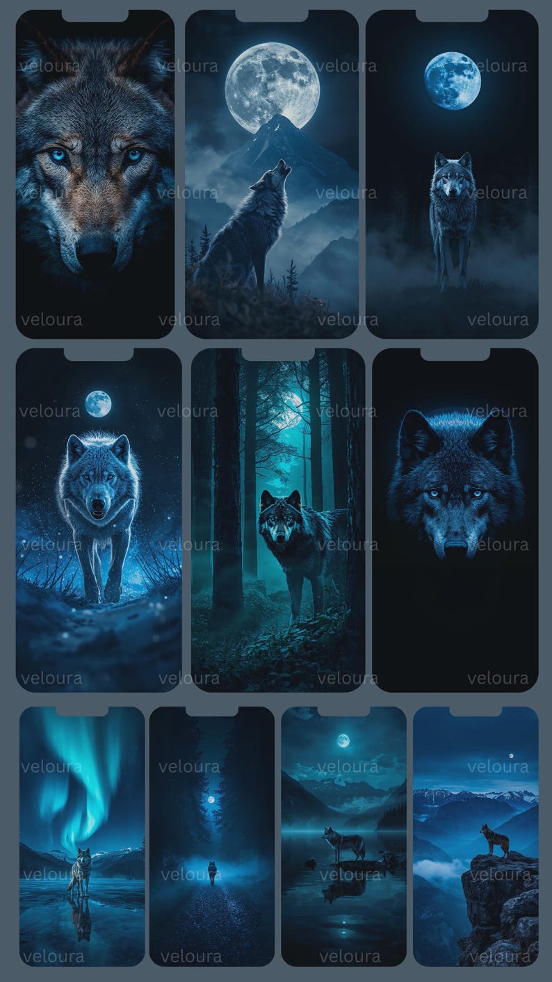 Premium Sapphire Wolf Wallpapers | AMOLED Phone Wallpaper Bundle ...