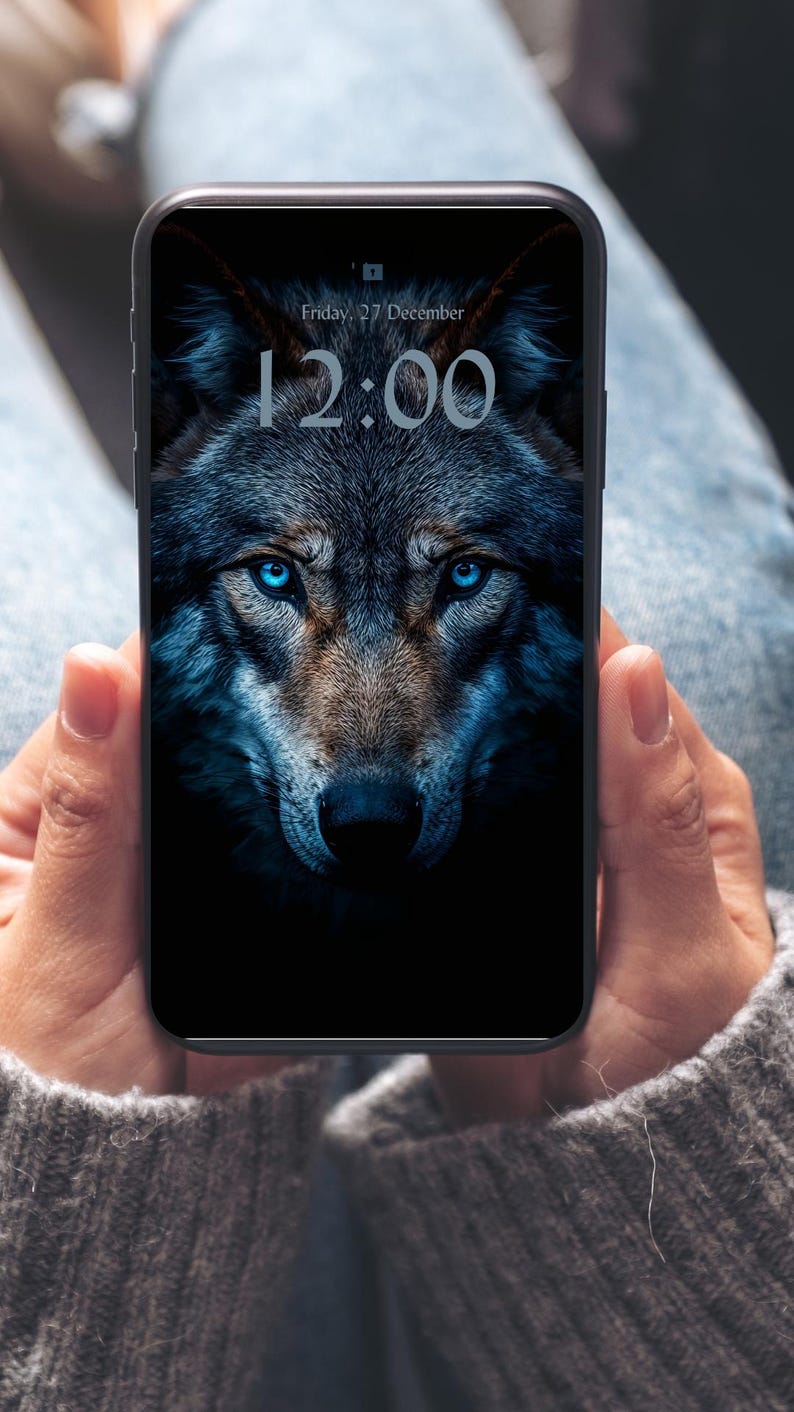 Premium Sapphire Wolf Wallpapers | AMOLED Phone Wallpaper Bundle ...