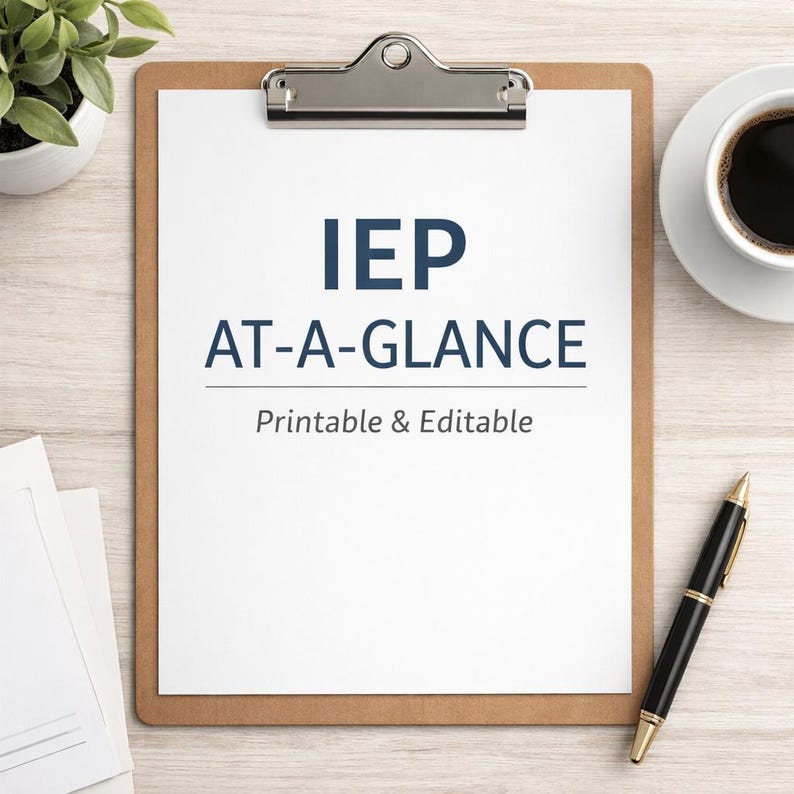IEP At-a-glance Template - Etsy