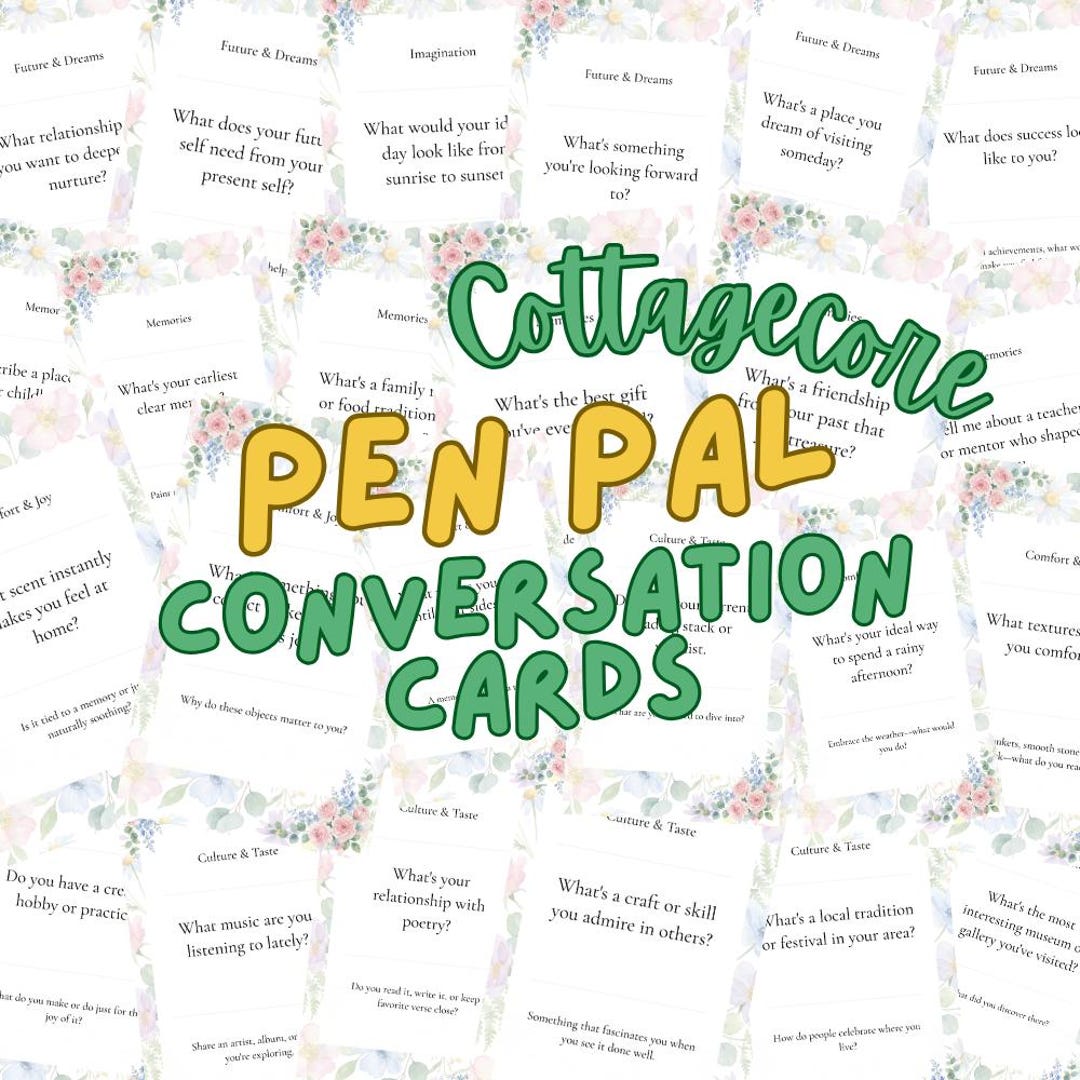 Pen Pal Conversation Cards Printable | 60 Letter Writing Prompts ...