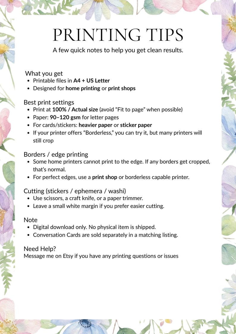 Pen Pal Starter Kit Printable | Cottagecore Floral Stationery ...